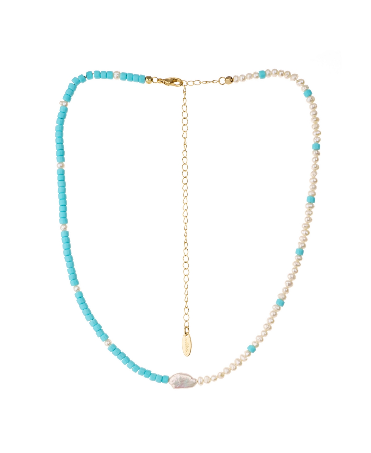 Click here for Ettika Easy Beach Day Turquoise And Pearl Necklace... prices