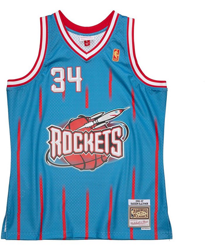 Mitchell And Ness Mens Hakeem Olajuwon Light Blue Houston Rockets 1996