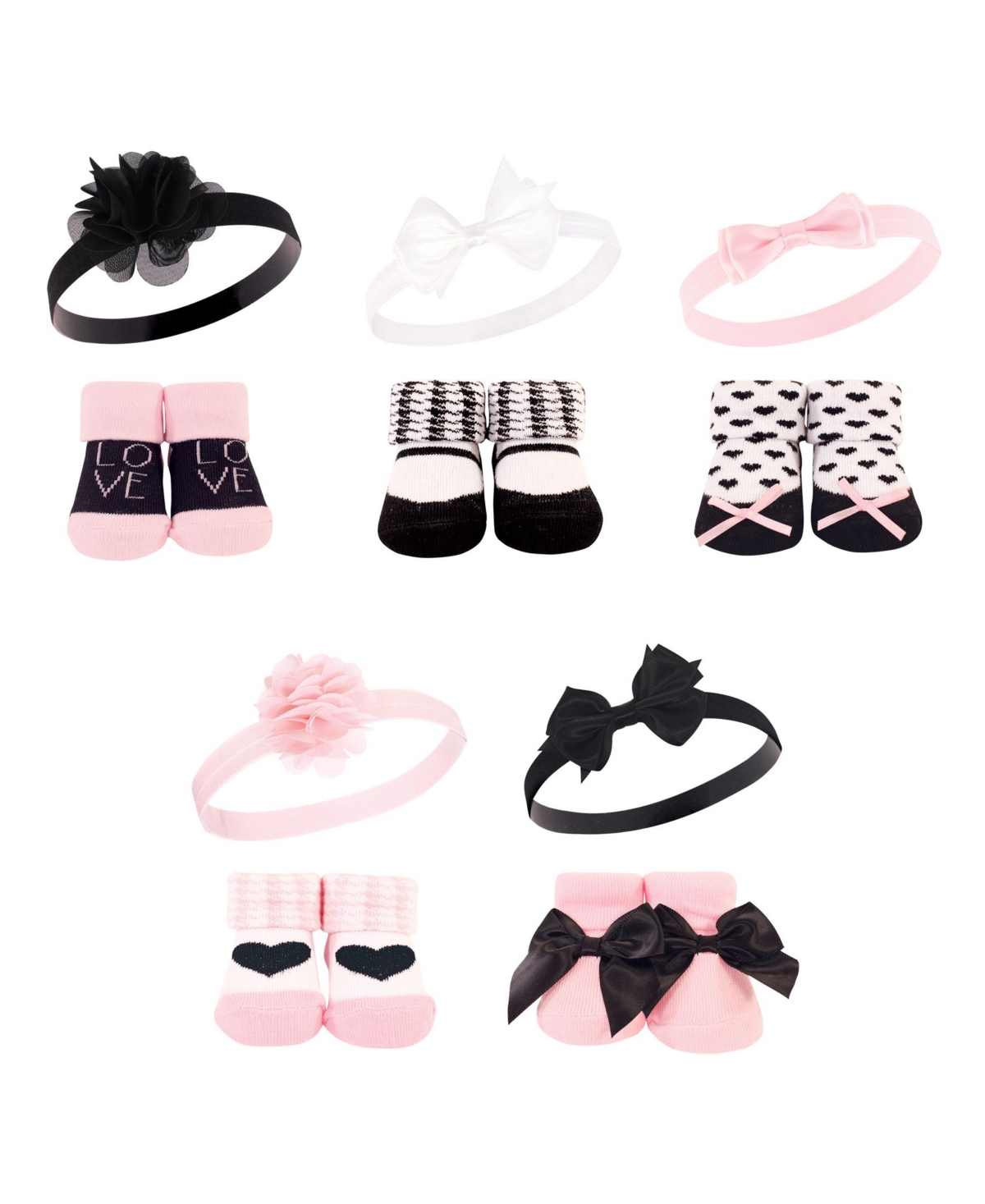 Click here for Hudson Baby Girls 10Pc Headband and Socks Set - Pi... prices