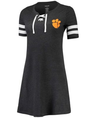 Women's Charcoal Clemson Tigers All-Star Lace-Up Tri-Blend Tee Dress ...