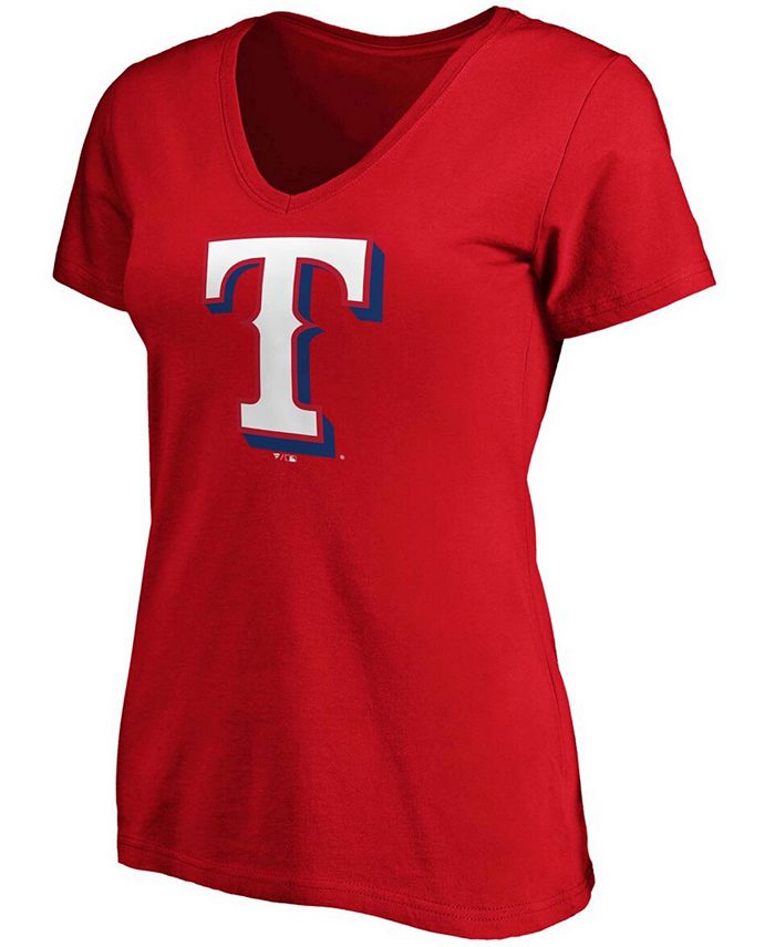 Fanatics Women's Red Texas Rangers Core Official Logo V-Neck T-shirt ...