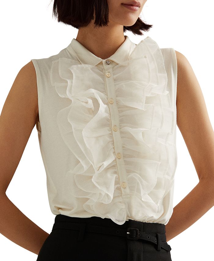 Lauren Ralph Lauren Ruffle-Trim Sleeveless Shirt & Reviews - Tops ...