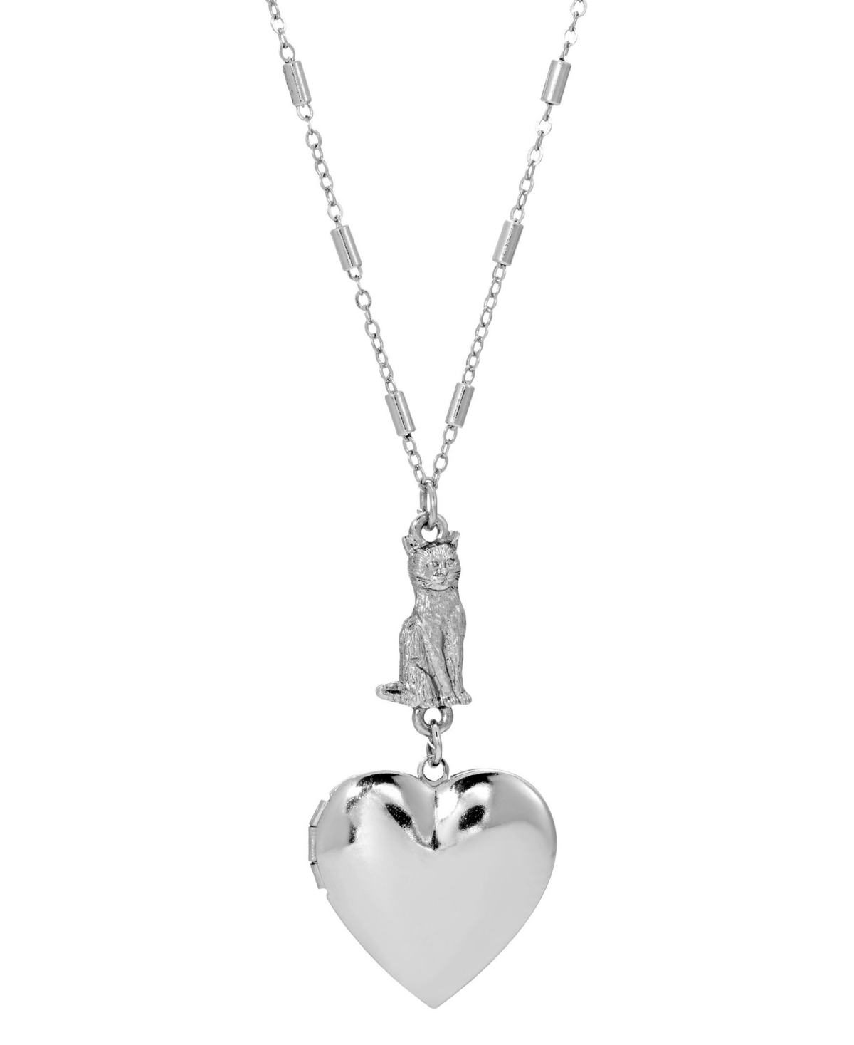 Click here for 2028 Heart Cat Necklace - Silver-Tone prices