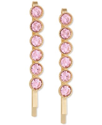 GUESS 2-Pc. Gold-Tone Crystal Hair Pins - Macy's