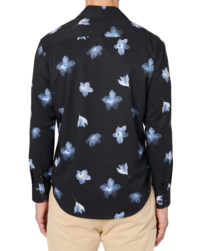 Tallia Mens Slim Fit Non Iron Performance Stretch Floral Print Shirt
