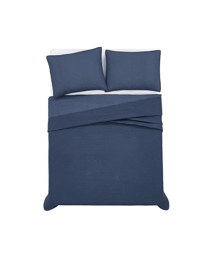 Frye Ray Pick Stitch Embroidered 3 Piece Quilt Set, Full/Queen - Macy's