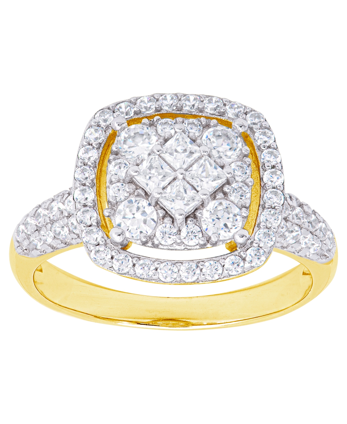 Click here for Cubic Zirconia Cushion Ring in Fine Gold Plate or... prices