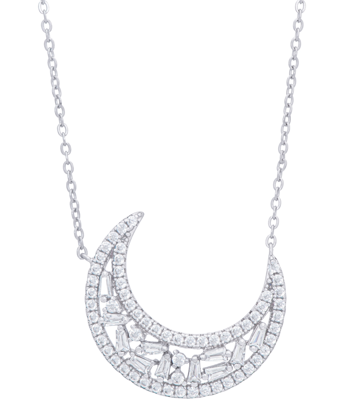 Click here for Cubic Zirconia Moon Necklace in Fine Silver Plate... prices