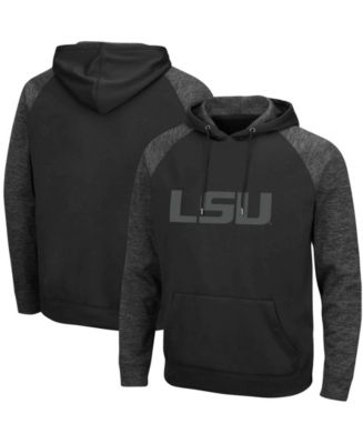 Men's Black LSU Tigers Blackout 3.0 Tonal Raglan Pullover Hoodie - Macy's