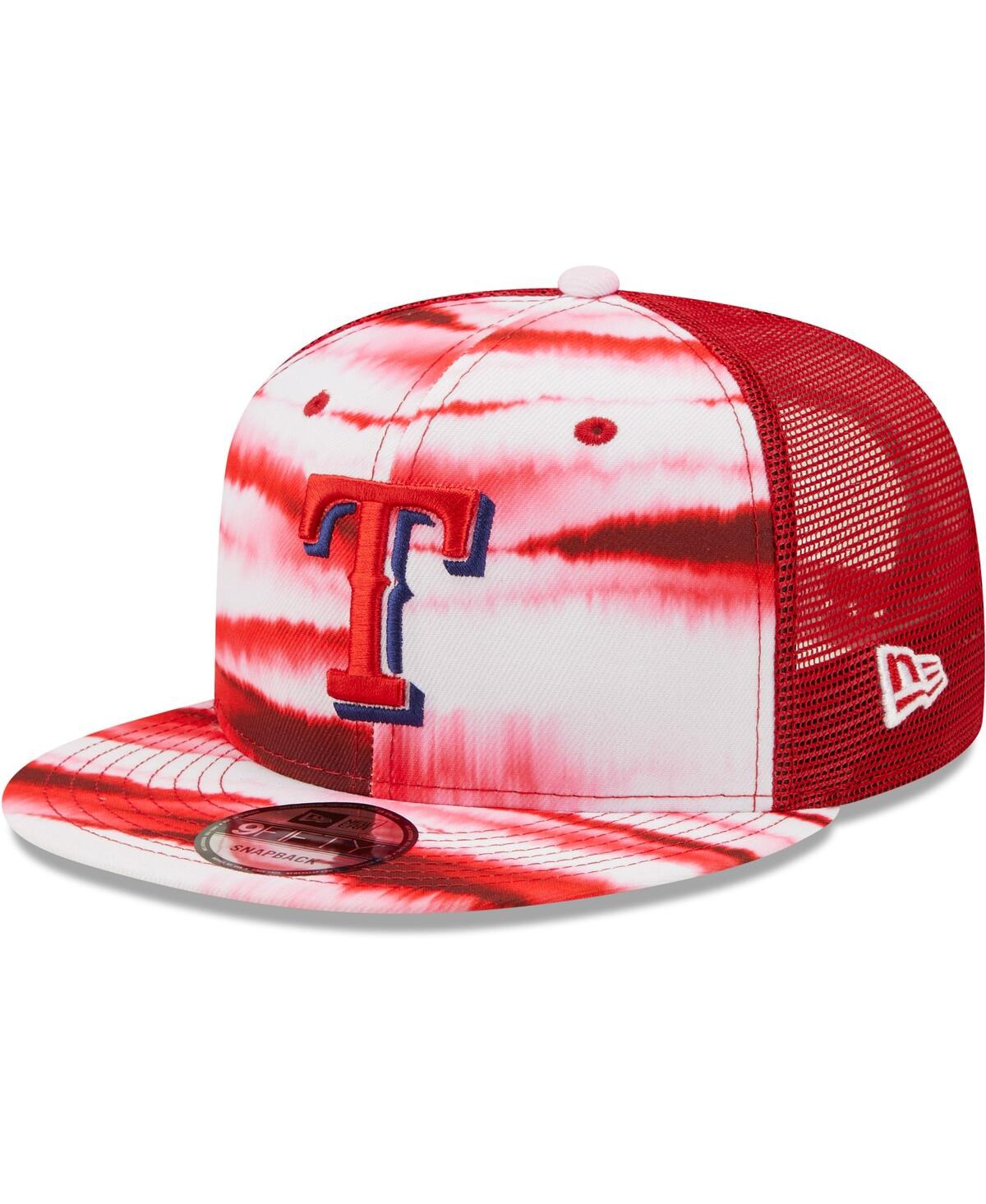 New Era Men's White, Red Texas Rangers Tie-dye Wave Trucker 9fifty ...