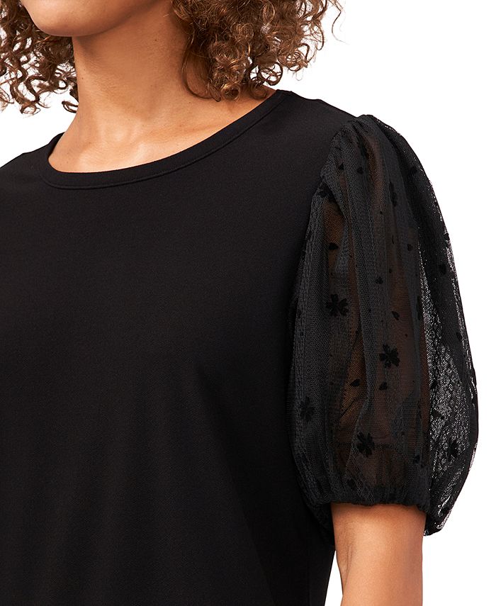 CeCe Lace Puff-Sleeve Top - Macy's