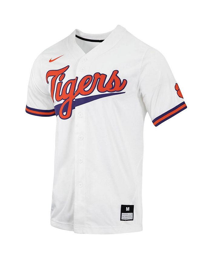 Nike Men's White Clemson Tigers Replica Full-Button Baseball Jersey ...