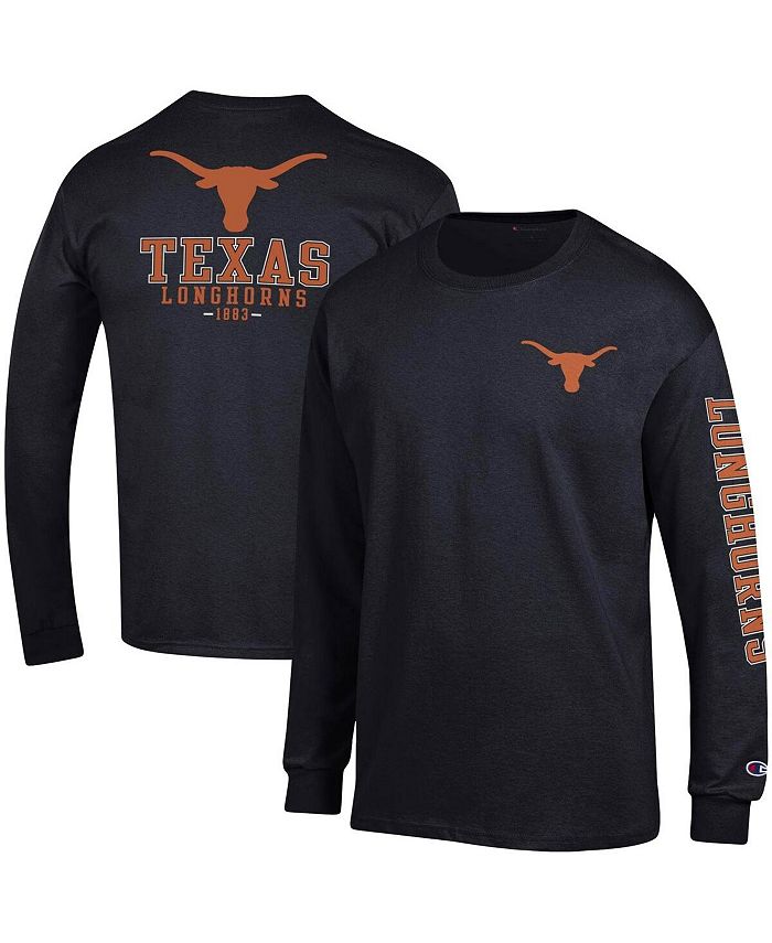 Champion Men's Black Texas Longhorns Team Stack Long Sleeve T-shirt ...