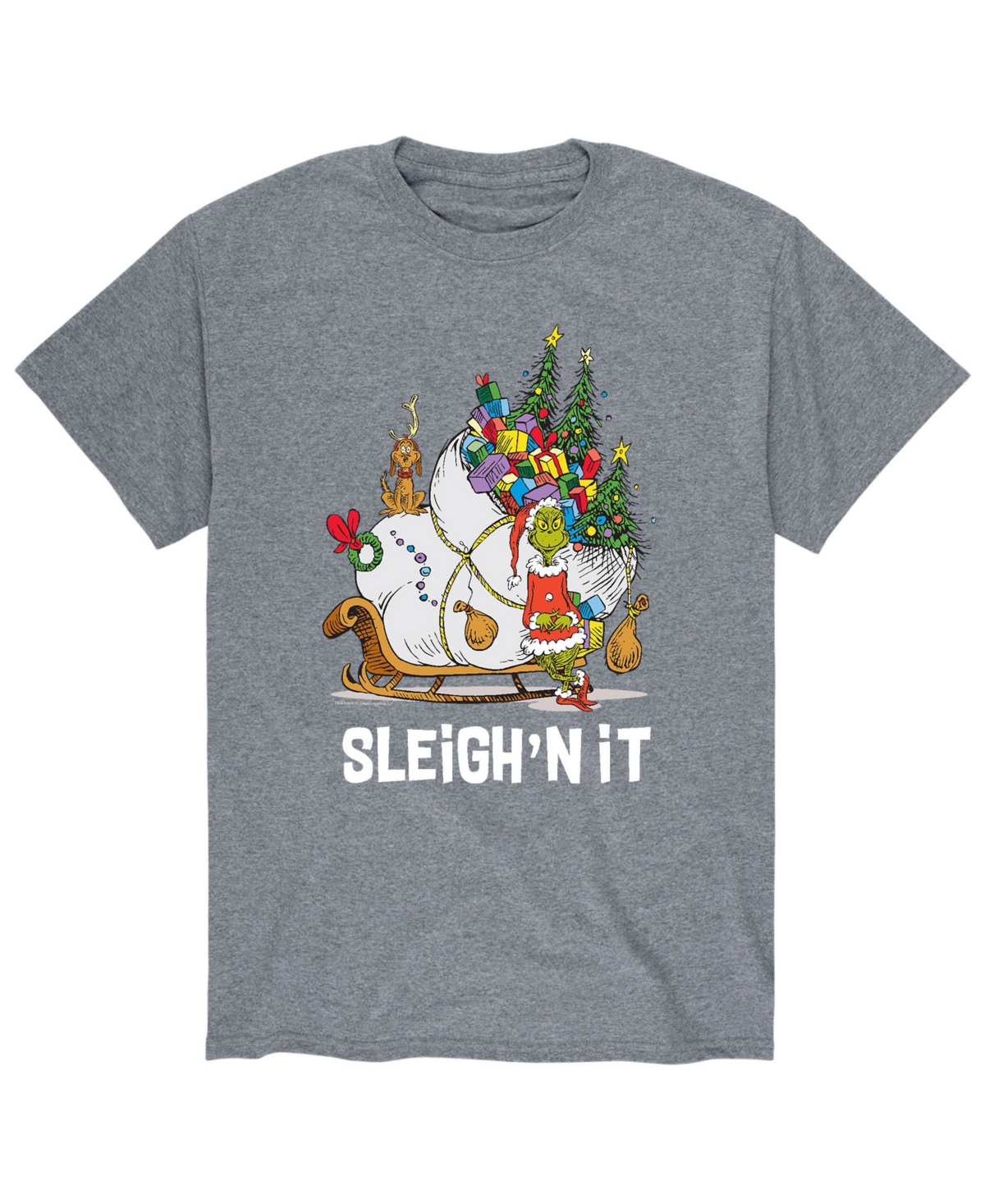 Click here for Mens Dr. Seuss The Grinch Sleighn It T-shirt - Gra... prices