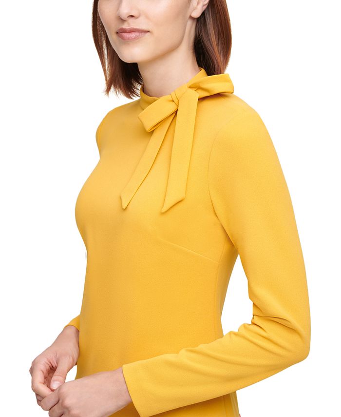 Calvin Klein Tie Neck Scuba Crepe Dress And Reviews Dresses Women