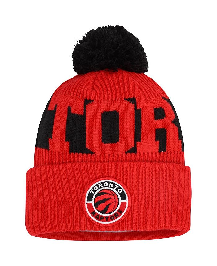 New Era Men's Red Toronto Raptors Sport Logo Cuffed Knit Hat with Pom ...