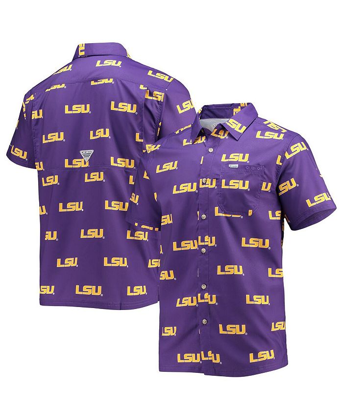 Columbia Men's Purple LSU Tigers Super Slack Tide Omni-Shade Button-Up ...