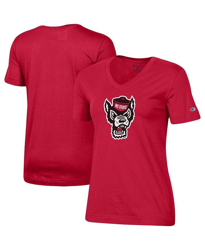 Champion Women's Red NC State Wolfpack Primary Team Logo V-Neck T-shirt ...