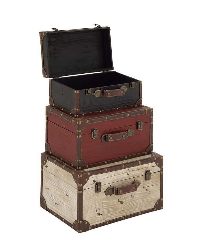 Rosemary Lane Wood Farmhouse Trunk, Set of 3 - Macy's