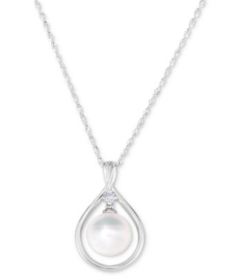Cultured Freshwater Pearl (9mm) & Diamond (1/20 ct. t.w.) Pendant ...