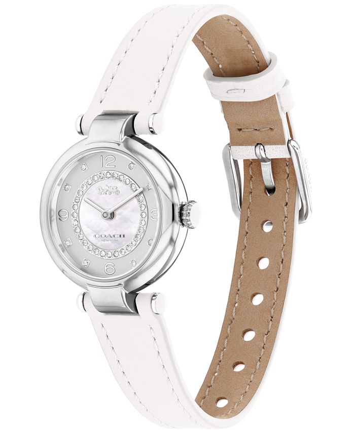 COACH Women's Cary White Leather Strap Watch 26mm - Macy's