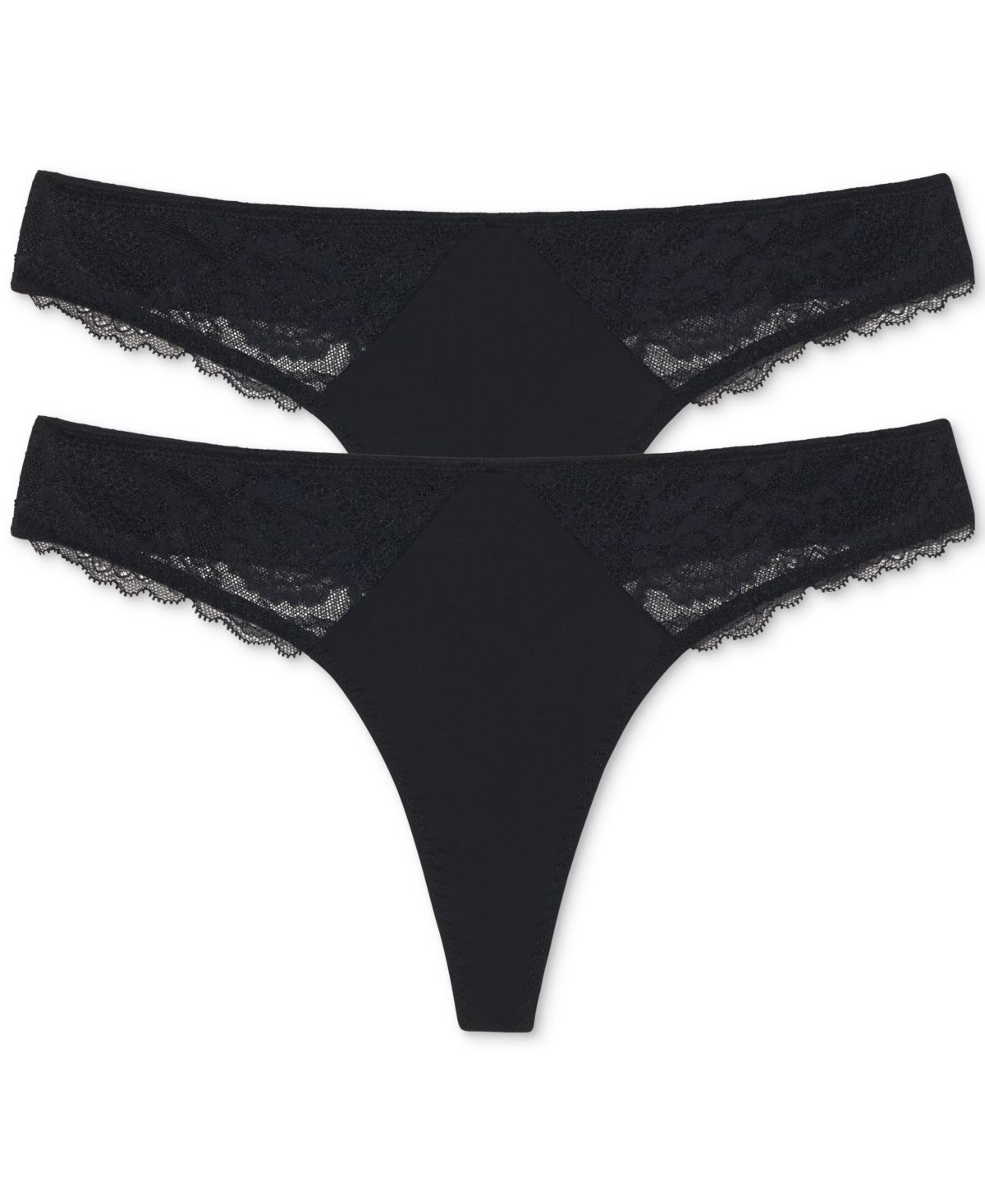 Click here for Womens Minx No-Show Comfortable Lace Thong 2 Pack... prices