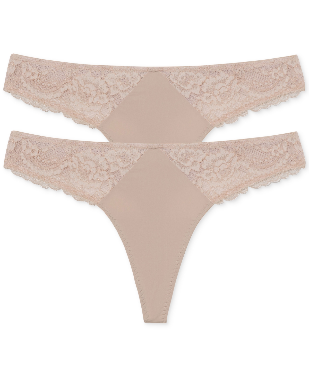 Click here for Womens Minx No-Show Comfortable Lace Thong 2 Pack... prices