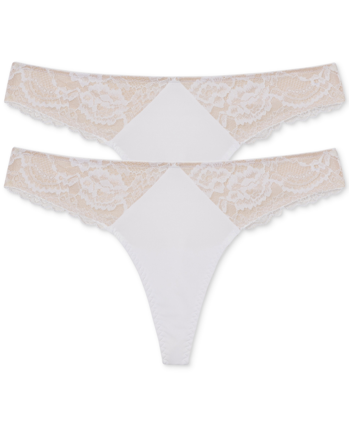 Click here for Womens Minx No-Show Comfortable Lace Thong 2 Pack... prices