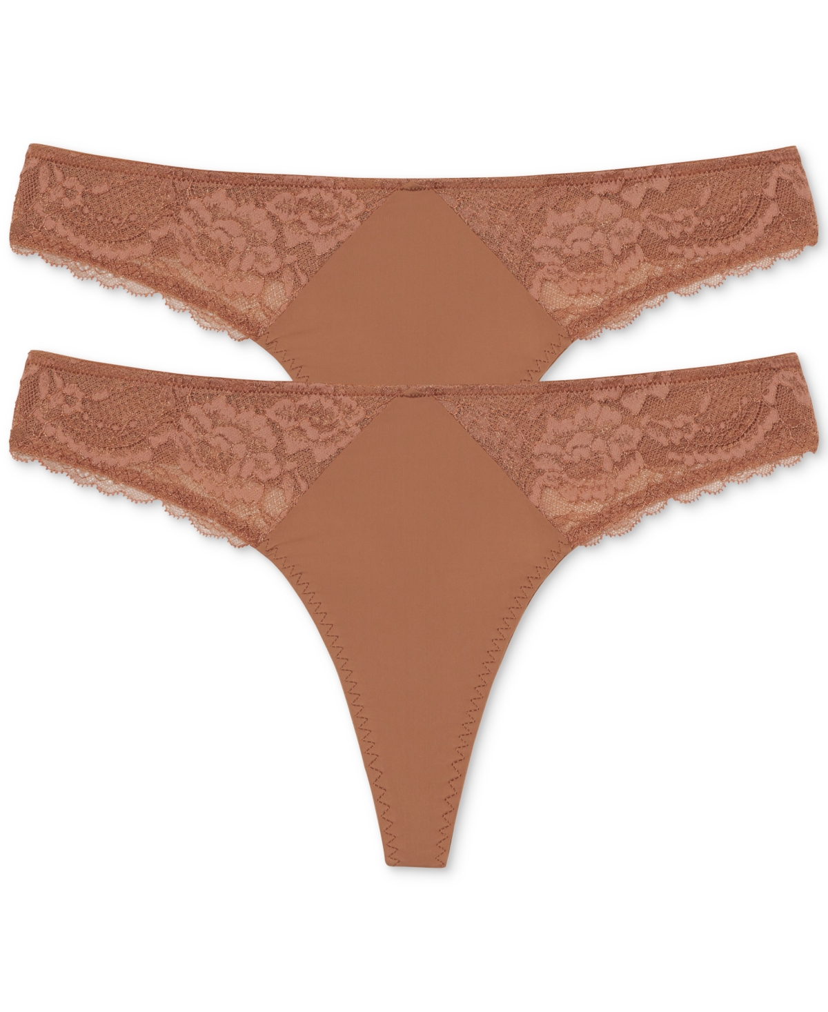 Click here for Womens Minx No-Show Comfortable Lace Thong 2 Pack... prices