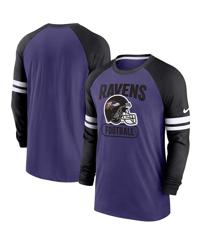 Nike Men's Purple, Black Baltimore Ravens Throwback Raglan Long Sleeve ...