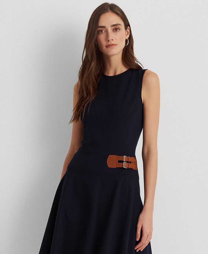 Lauren Ralph Lauren Buckle-Trim Sleeveless Ponte Dress - Macy's