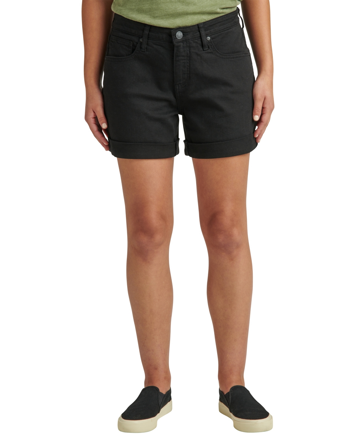 Jag Women's Alex Mid Rise Boyfriend Shorts In Black | ModeSens