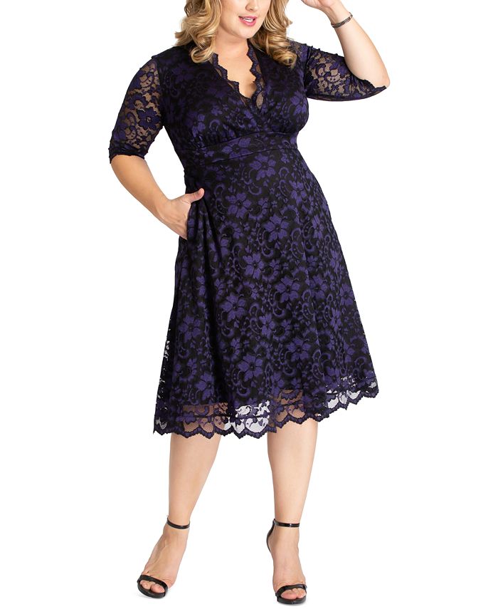 Kiyonna Plus Size Mon Cherie Floral Lace Cocktail Dress Macys