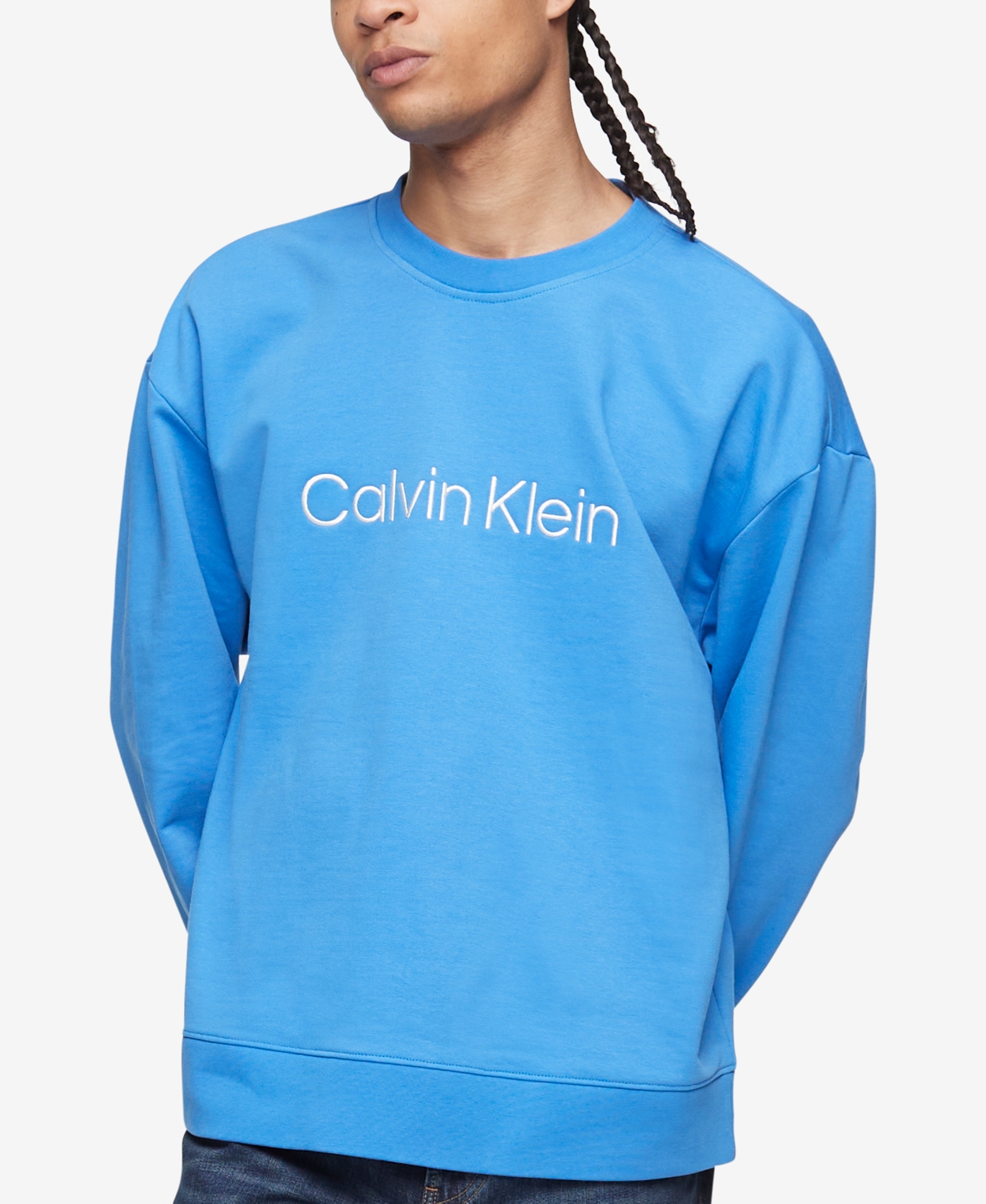 Calvin Klein Mens Relaxed Fit Standard Logo Terry Crewneck Sweatshirt