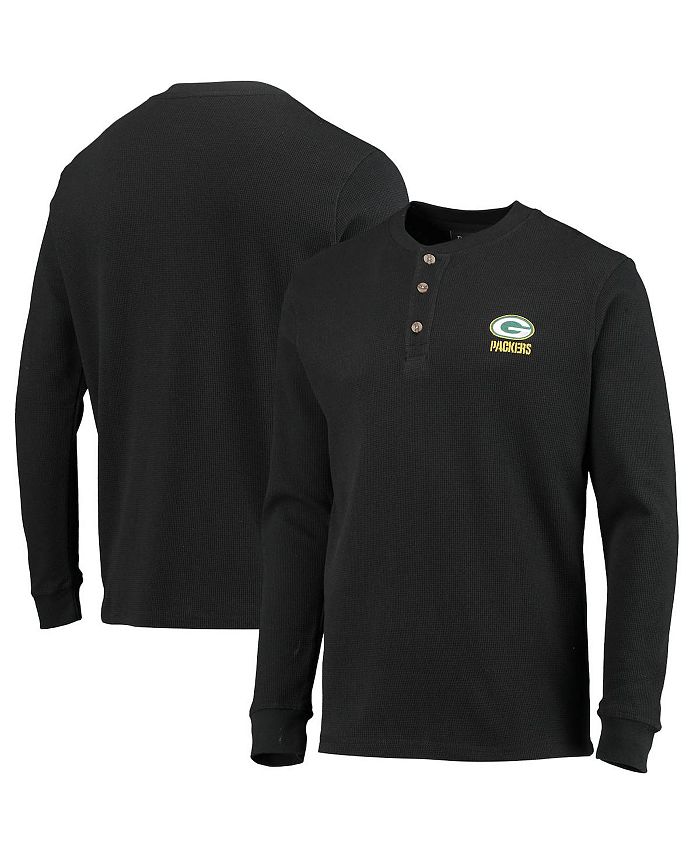 Dunbrooke Men's Black Green Bay Packers Logo Maverick Thermal Henley ...