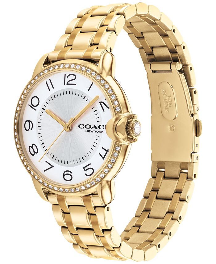 COACH Women's Arden Gold-Tone Stainless Steel Bracelet Watch, 36mm ...