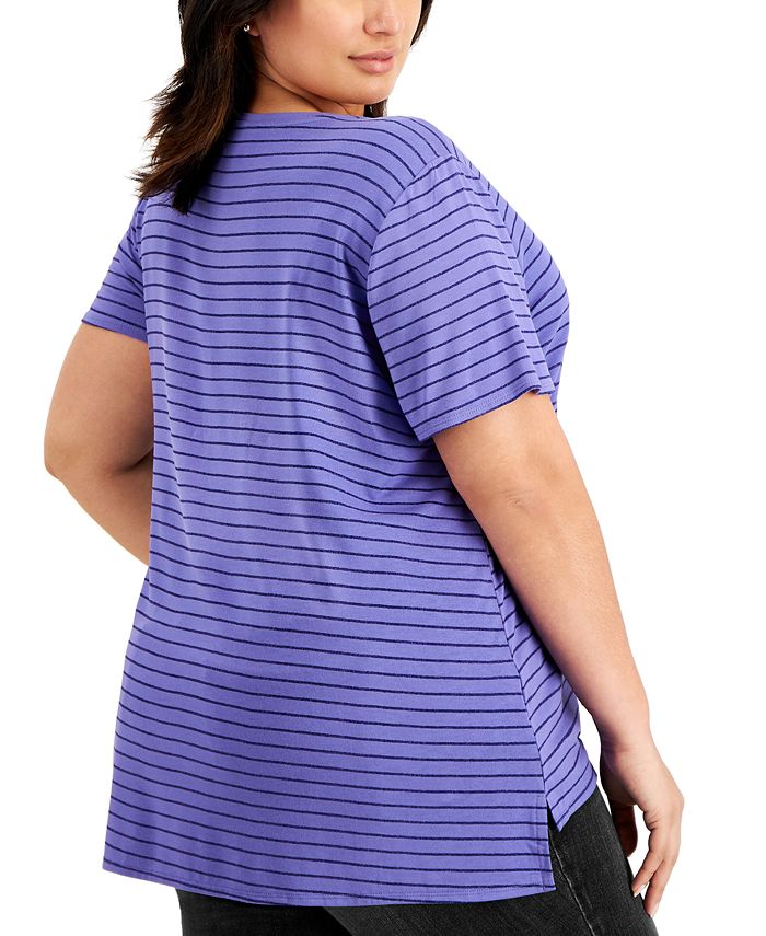 Alfani Plus Size Striped Top, Created for Macy's - Macy's
