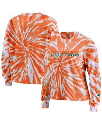 Women's WEAR by Erin Andrews Orange Miami Dolphins Tie-Dye Cropped Long ...