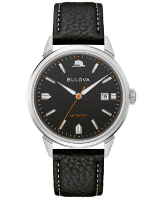Bulova Men's Frank Sinatra Summer Wind Automatic Black Leather Strap ...