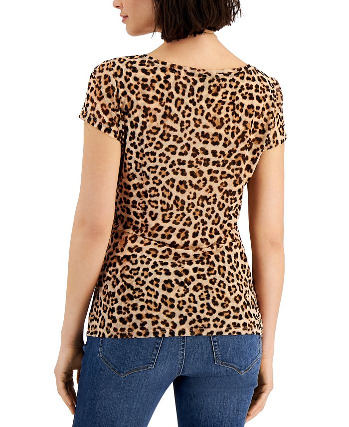 INC International Concepts Women's Leopard-Print Mesh T-Shirt, Created ...