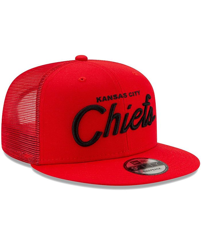 New Era Men's Red Kansas City Chiefs Script Trucker 9Fifty Snapback Hat ...