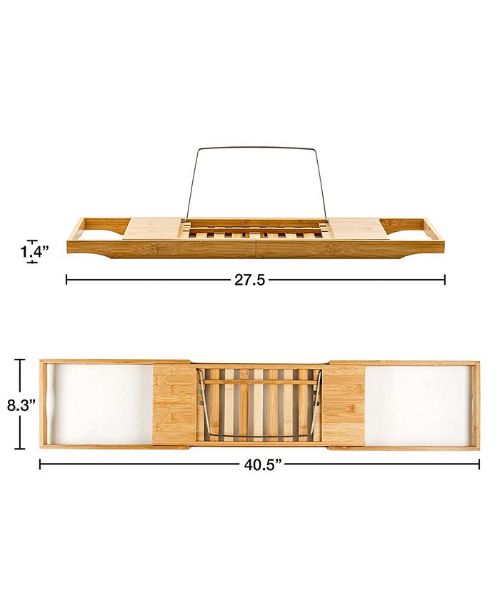 Zinkoo Bamboo Bathtub Spa Caddy Portable Adjustable Organizer Storage ...