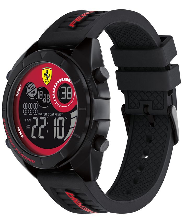 Ferrari Men's Digital Forza Black Silicone Strap Watch 45mm - Macy's