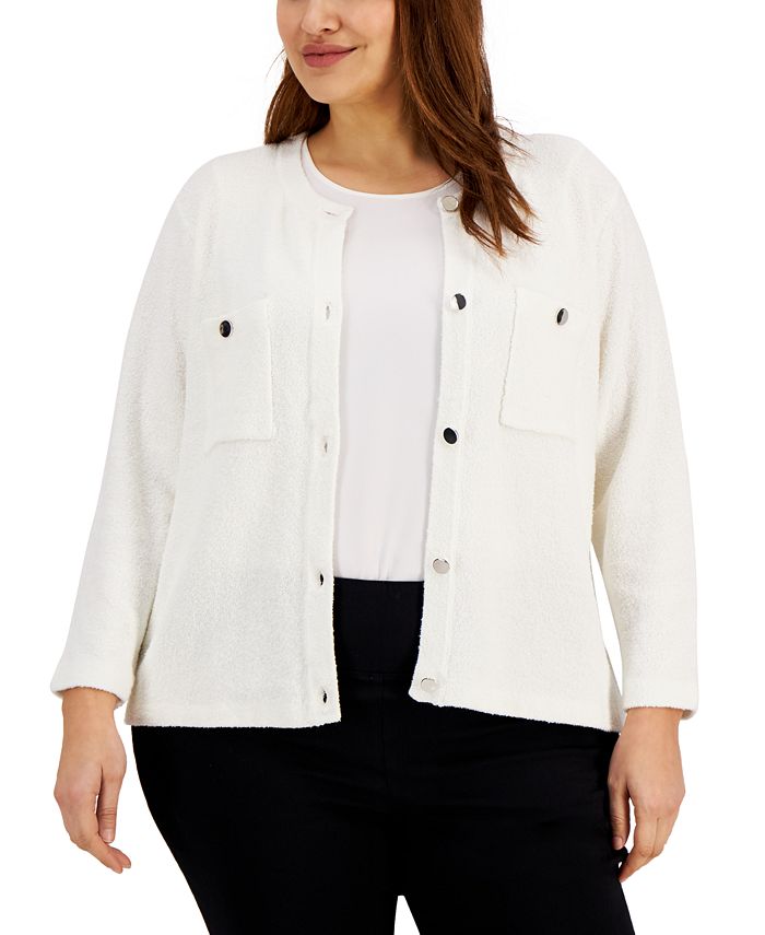 Anne Klein Plus Size Short Pocket Cardigan - Macy's