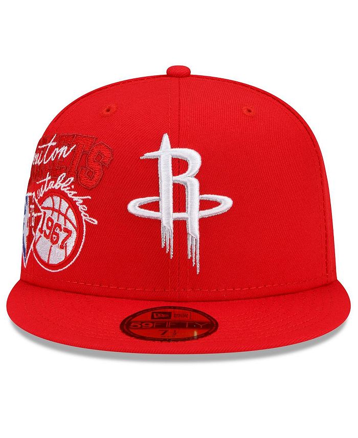 New Era Men's Red Houston Rockets Back Half Team 59FIFTY Fitted Hat ...