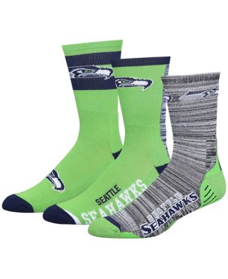 For Bare Feet Men's Seattle Seahawks Stimulus 3-Pack Crew Socks Set ...