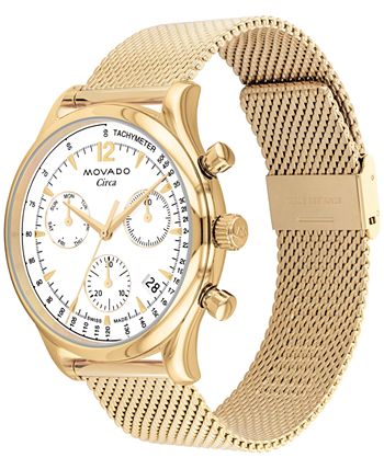 Movado Men's Swiss Chronograph Heritage Series Circa Gold Ion Plated ...