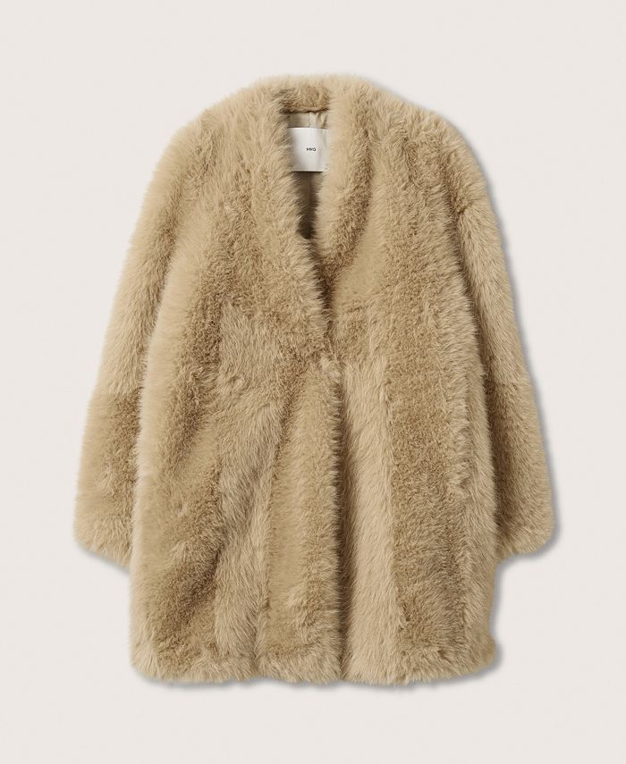 MANGO Women's Faux Fur Coat - Macy's