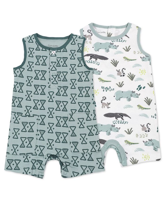 Mac & Moon Baby Boys Rhino Print Tank Rompers, Pack of 2 - Macy's