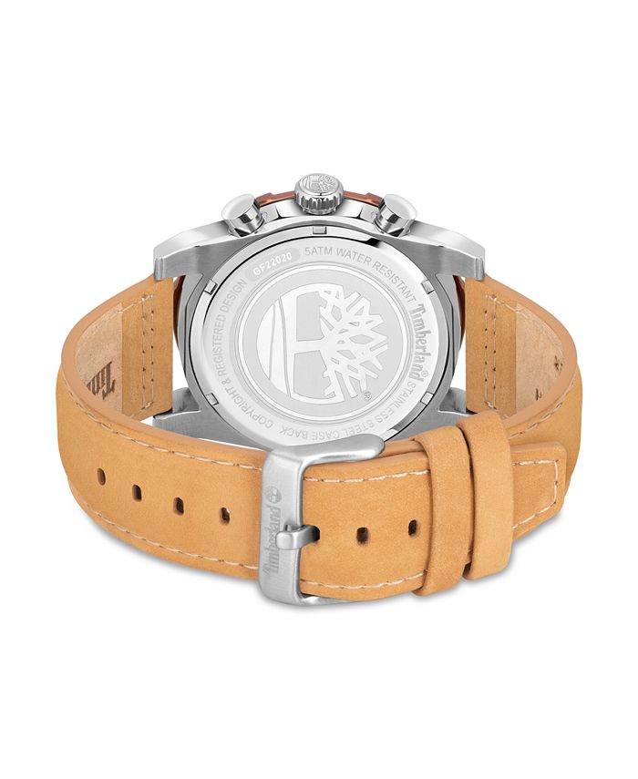 Timberland Men's Fitzwilliam Wheat Leather Strap Watch 46mm - Macy's